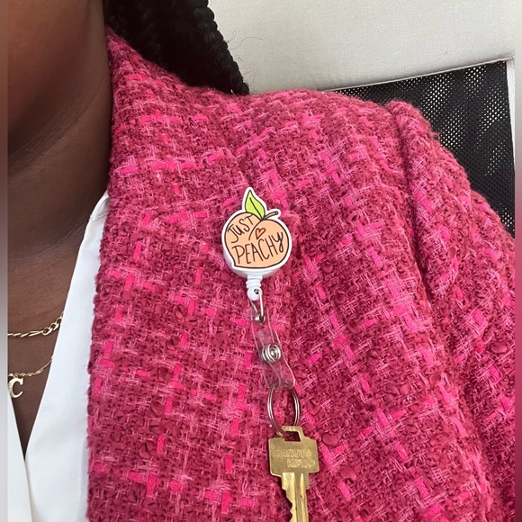 Accessories | Peach Id Badge Reel Id Holders Clip Retractable Key Chain ...
